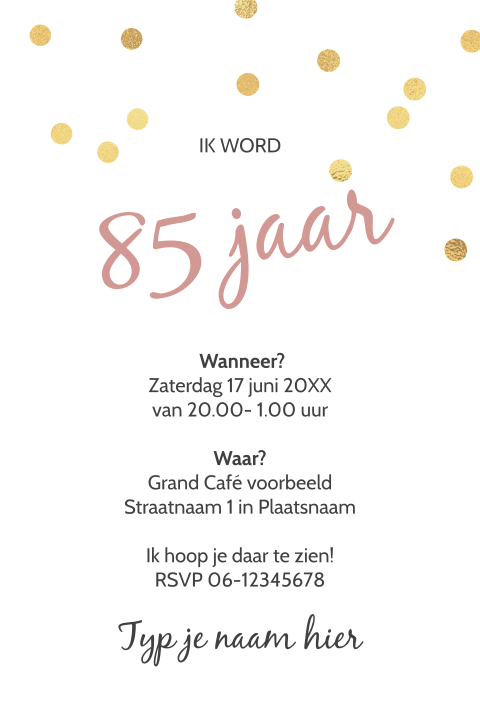 Uitnodiging 85 jaar | Luckz | Originele uitnodigingen voor een 85ste ...