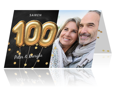 Uitnodiging verjaardag samen 100 jaar met foto